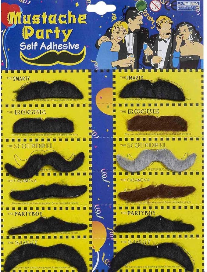 Men's Self-Adhesive Mustaches - 12 Styles - Costume Accessory | Chicago ...