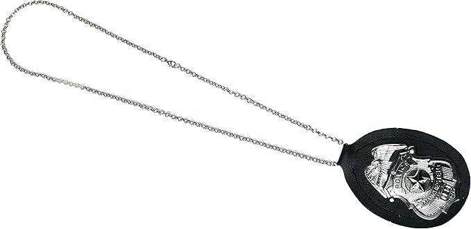 Police Badge with Attached Chain Necklace