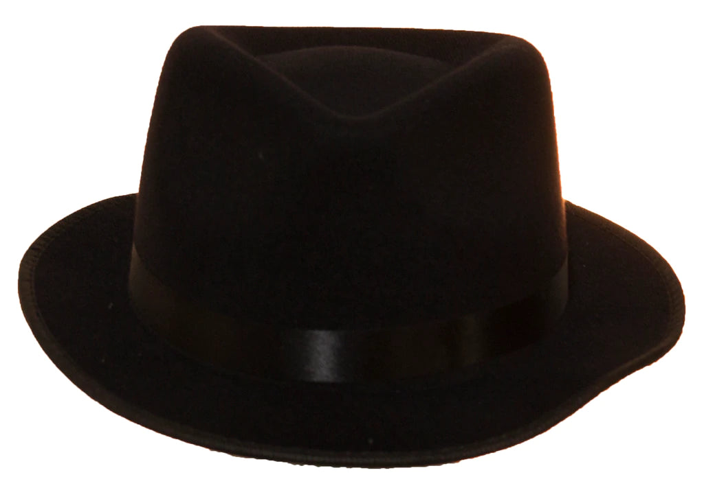 Black Razor Hat w Black Band | Chicago Costume Company