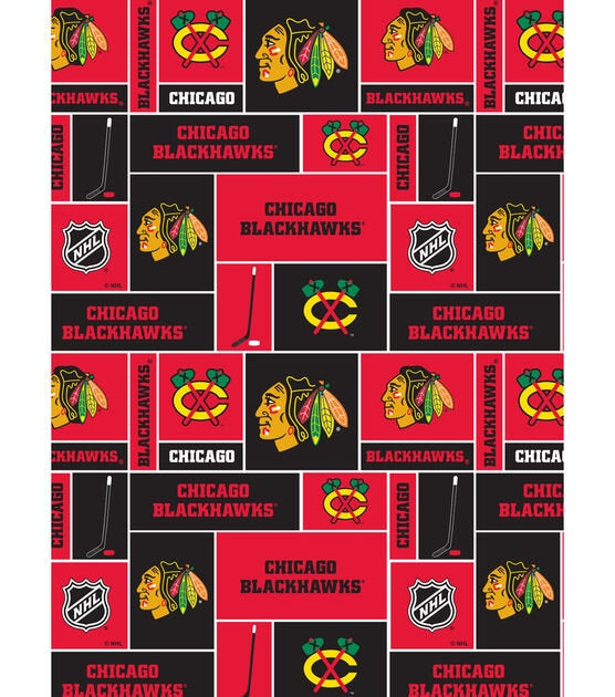 Chicago Blackhawks Block Print Fabric, 100% Cotton | Chicago Costume ...