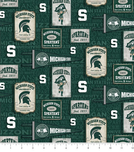 Michigan State Spartans Print Fabric, 100% Cotton | Chicago Costume Company