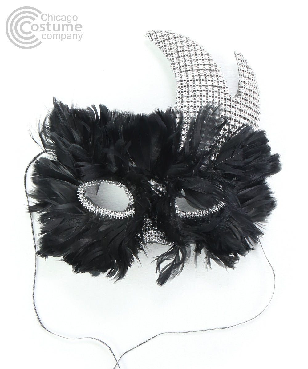 Black Feather Rhinestone Mask | Chicago Costume – Chicago Costume Company