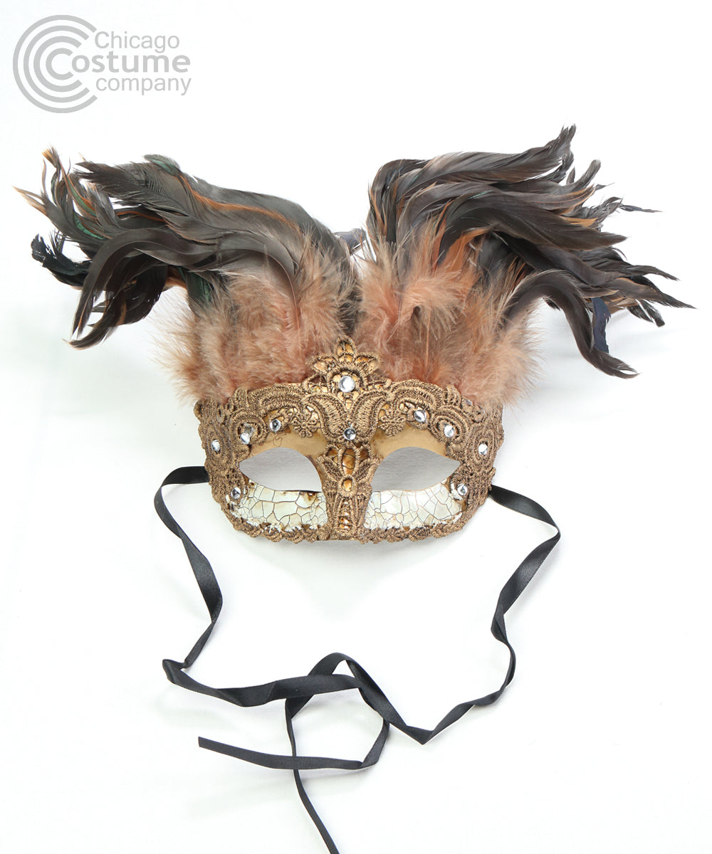 Brazilian Eye Mask w- Feather | Chicago Costume Company