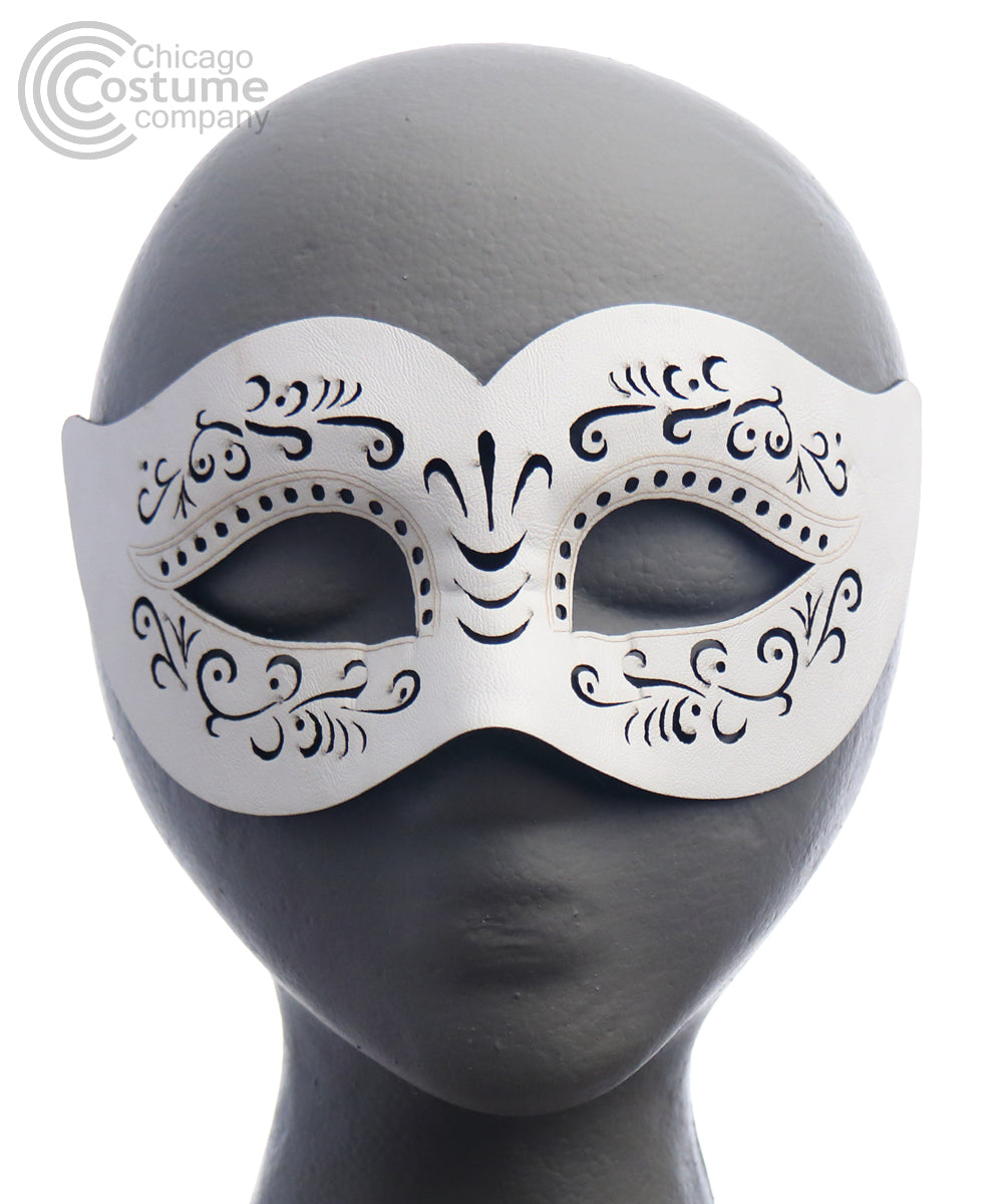 Marcie Leather Eye Mask - White | Chicago Costume Company