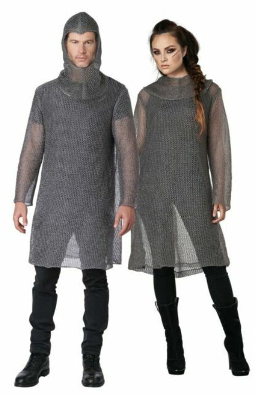 Metallic Knit Chainmail Tunic and Cowl Adult Costume | Chicago Costume ...